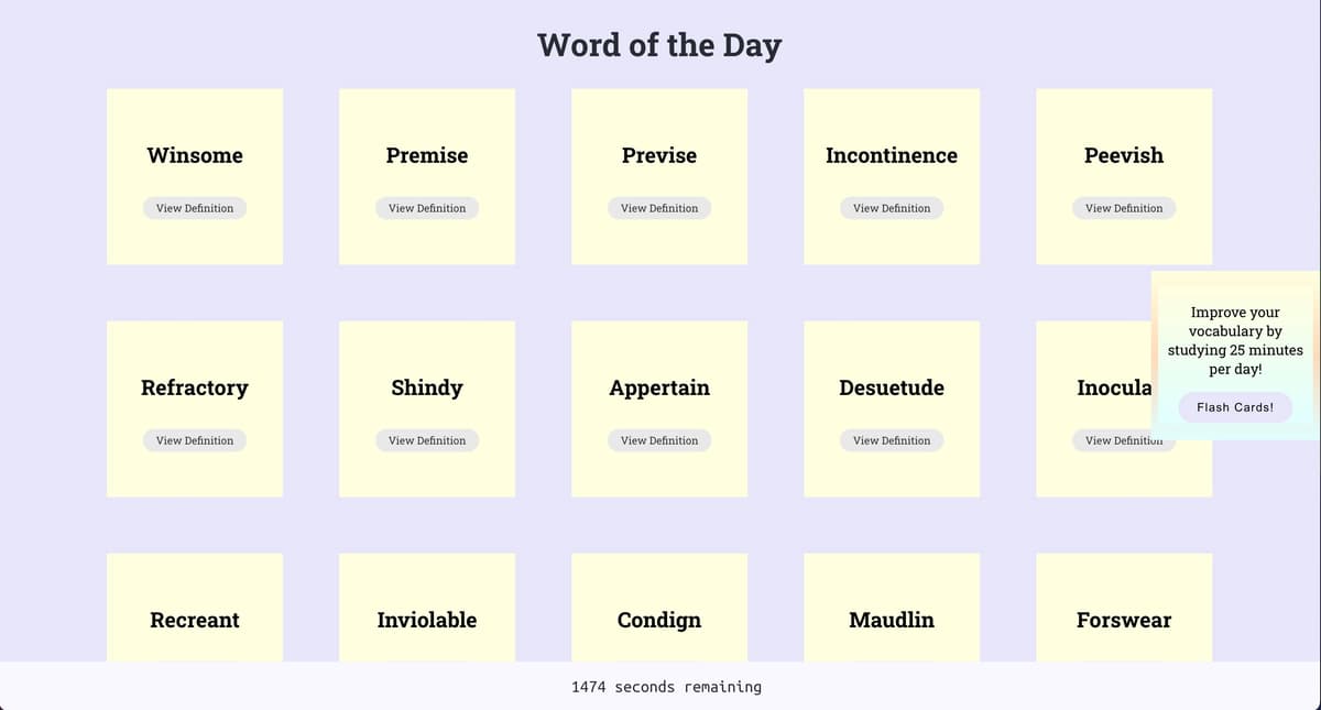 Word of the Day Web App | Cyan